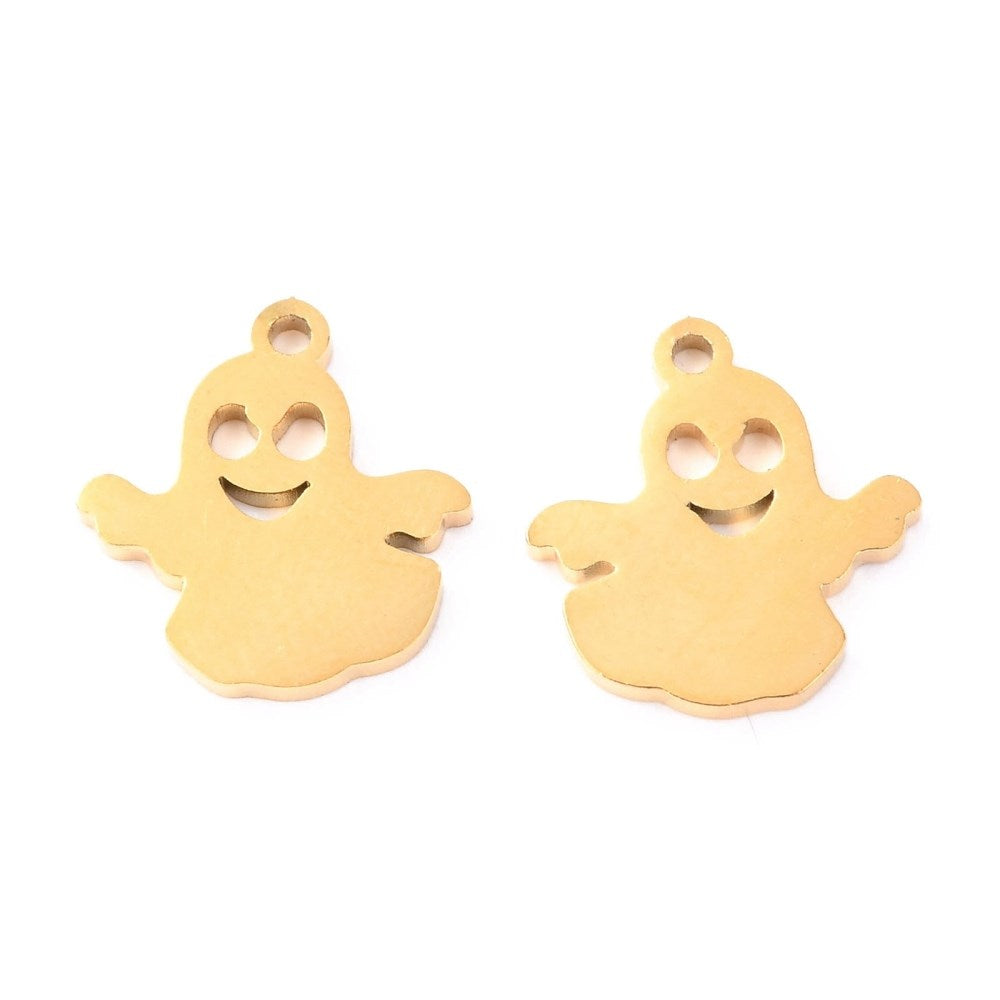 Stainless Steel Laser Cut Ghost Silver Color 5pc – Gem and Bead