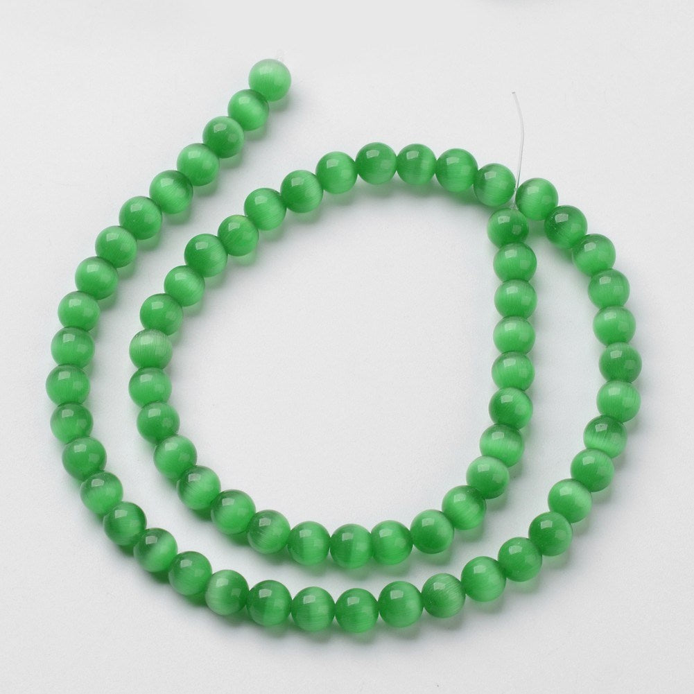 Cat Eye Bead Green Round Beads 8mm – Gem and Bead