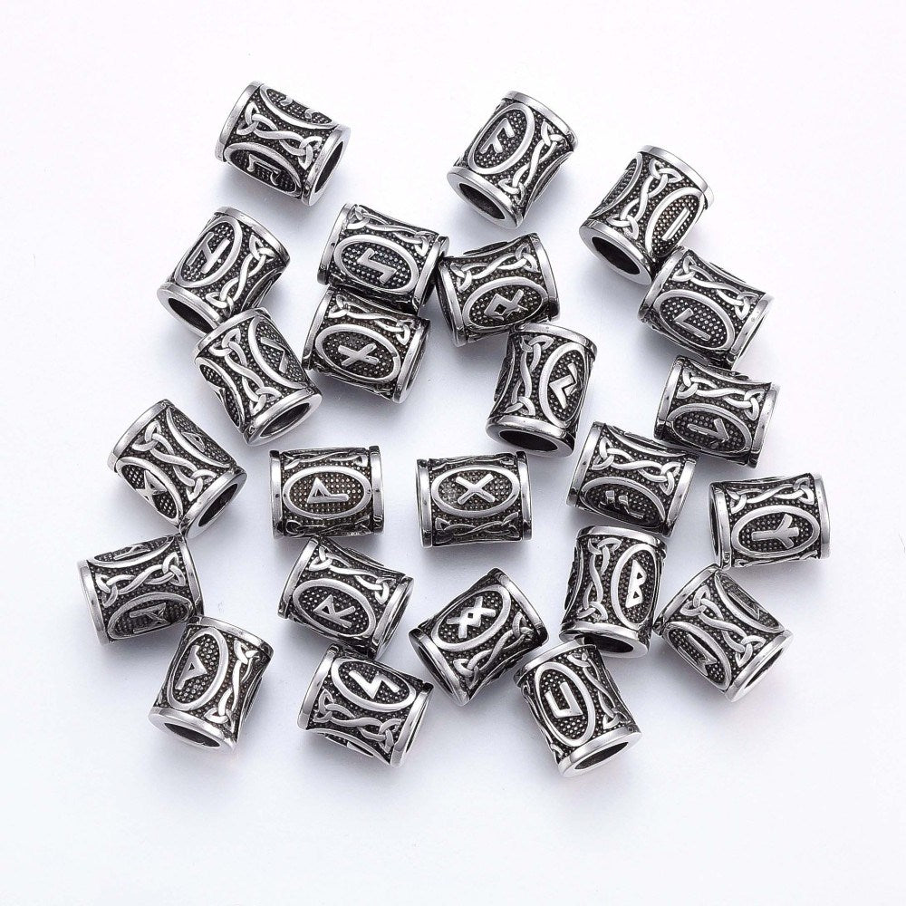 Stainless 16X13mm Viking Runes Hair Beads 2pcs – Gem and Bead