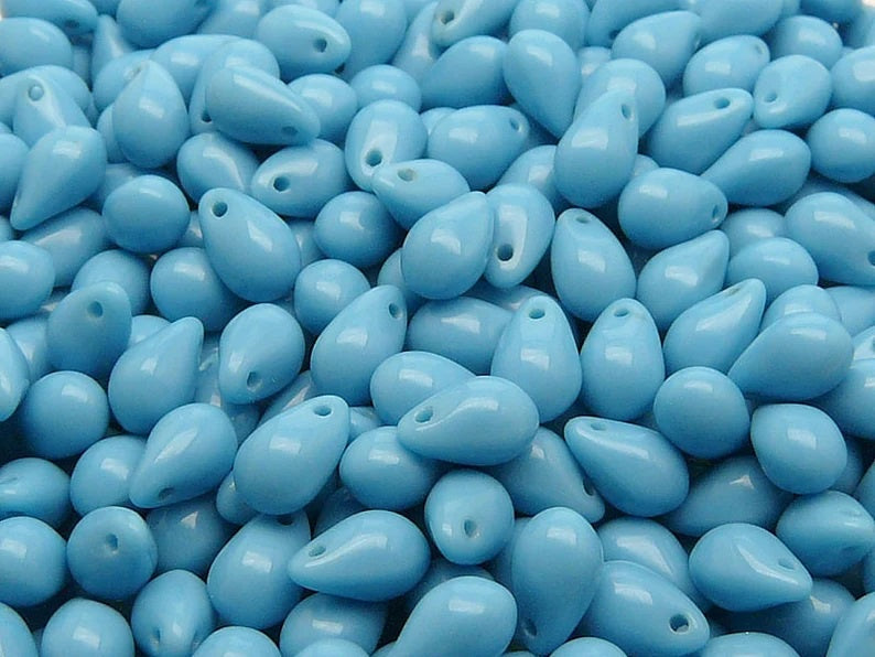 Teardrop Opaque Turquoise Blue 6X9mm – Gem and Bead